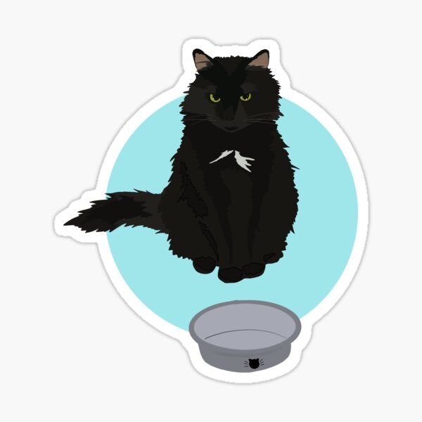 "Hungry Black Cat" Sticker for Sale by miki-neko | Redbubble