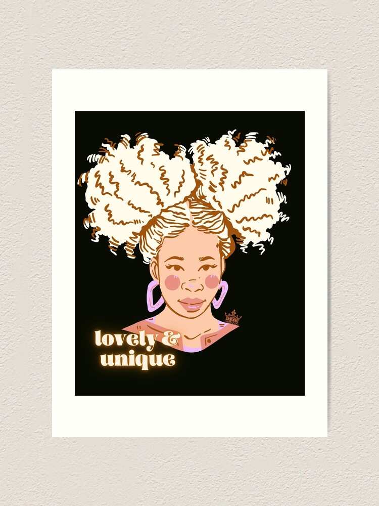 "Magnificent Albino Black girl - lovely & unique - big afro puffs" Art ...