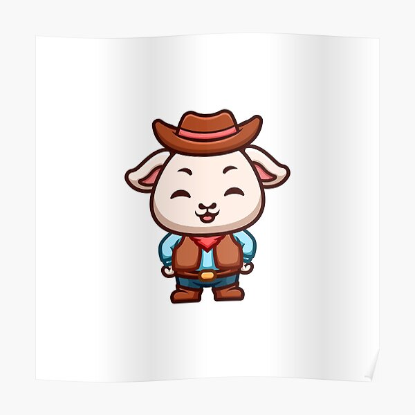 "Goat Cowboy Cute Cartoon" Poster for Sale by GumregaStudio | Redbubble