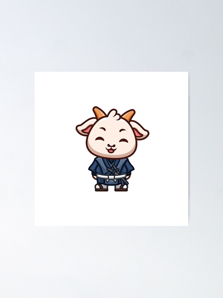 "Goat Samurai Cute Cartoon" Poster for Sale by GumregaStudio | Redbubble