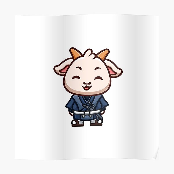 "Goat Samurai Cute Cartoon" Poster for Sale by GumregaStudio | Redbubble