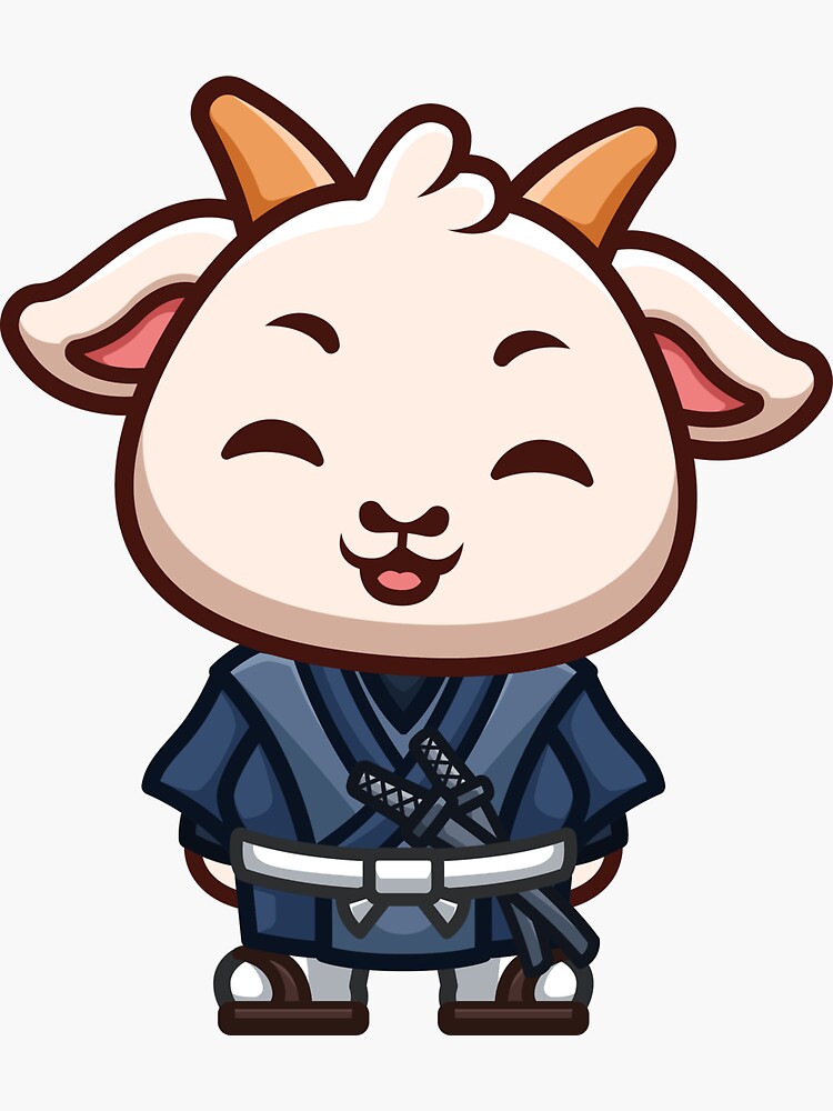 "Goat Samurai Cute Cartoon" Sticker for Sale by GumregaStudio | Redbubble