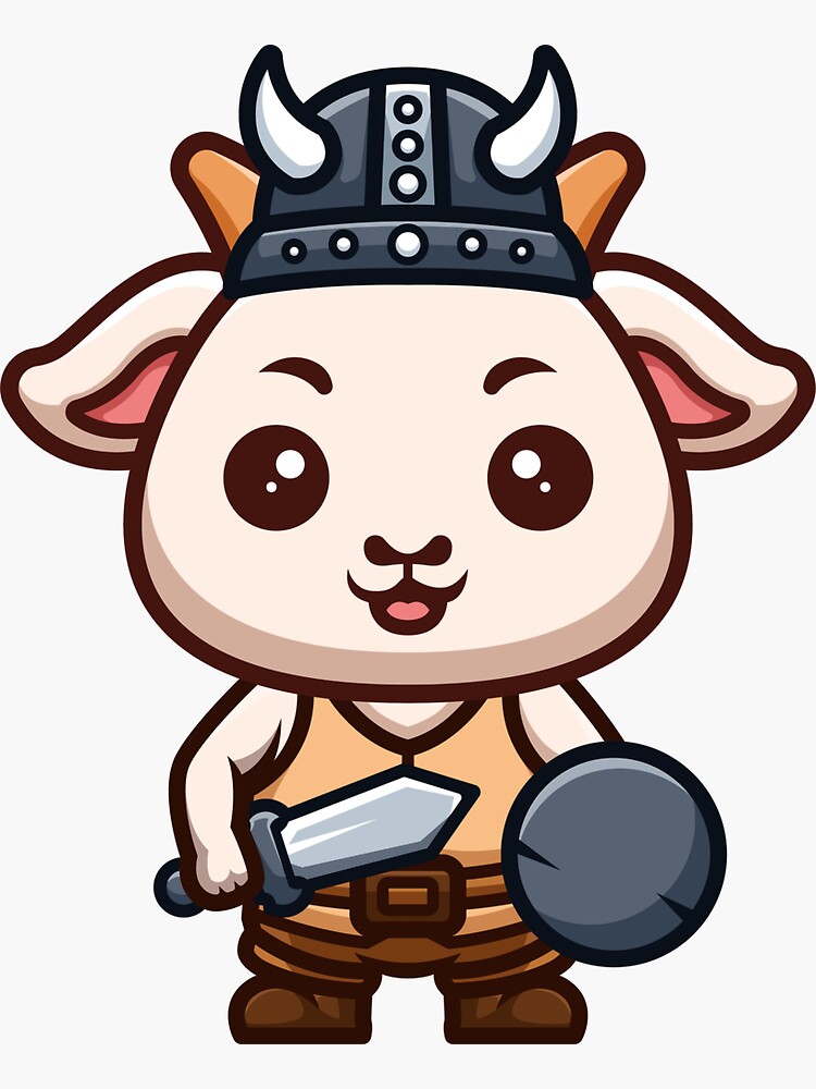 "Goat Viking Cute Cartoon" Sticker for Sale by GumregaStudio | Redbubble