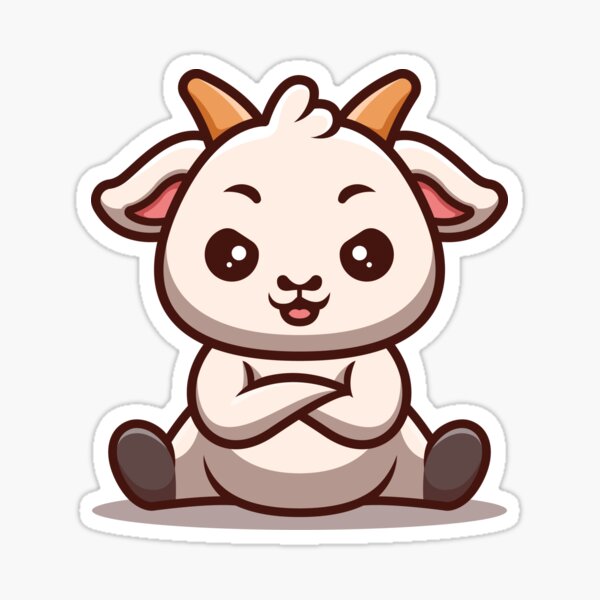 Pegatina «Cabra sentada enojado dibujos animados lindo» de ...