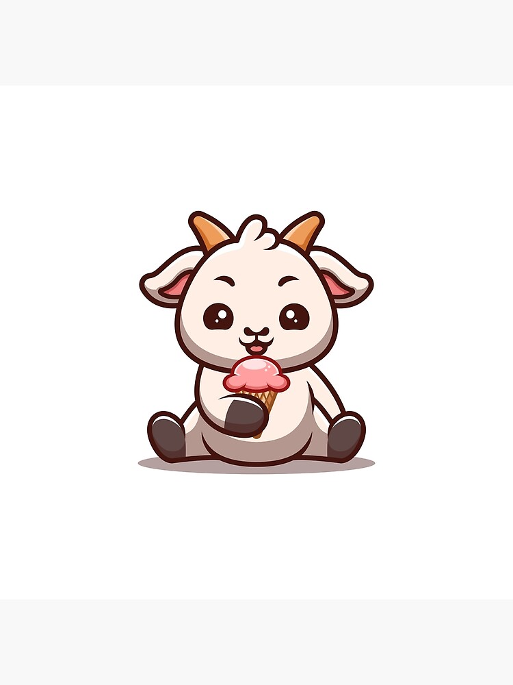 Póster «Cabra sentada comiendo helado Cute dibujos animados» de ...