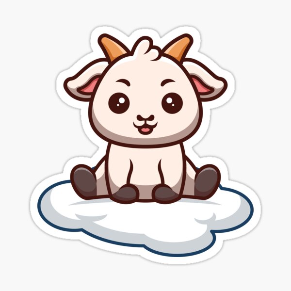 Pegatina «Cabra sentada en la nube Cute dibujos animados» de ...