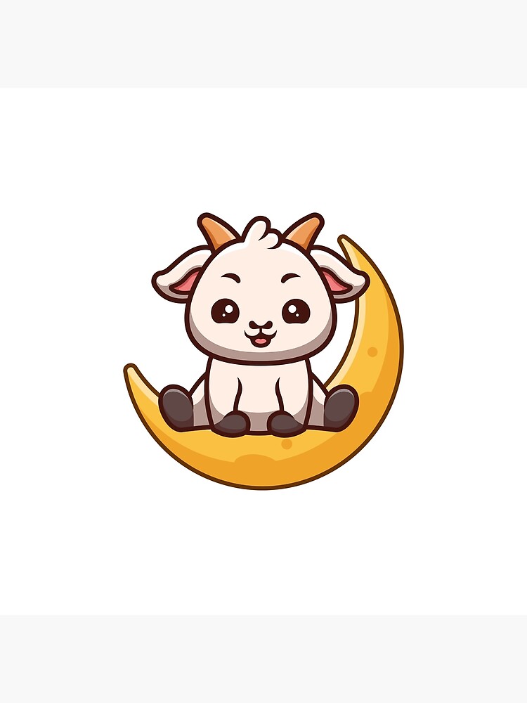 Lámina fotográfica «Cabra sentada en la luna Cute dibujos animados» de ...