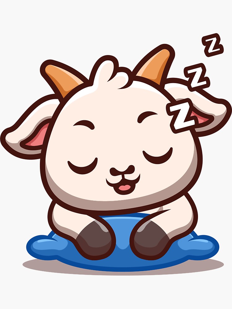 "Goat Sleepy Cute Cartoon" Sticker for Sale by GumregaStudio | Redbubble