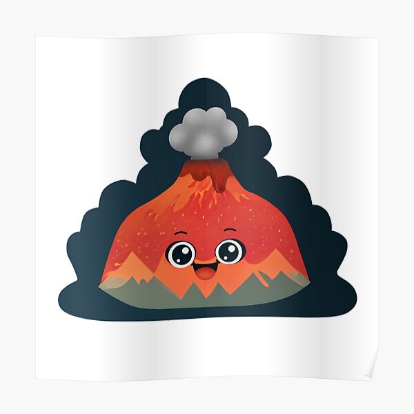 "Happy Volcano" Poster for Sale by theflatfaces | Redbubble