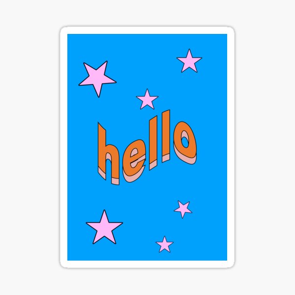 "vsco retro hello word with stars in blue background" Sticker for Sale ...