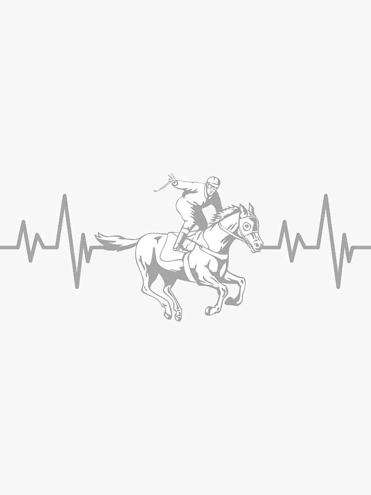 "HEARTBEAT PULSE SPORTS RANGE HORSE RACING GREY PRINT" Sticker for Sale ...