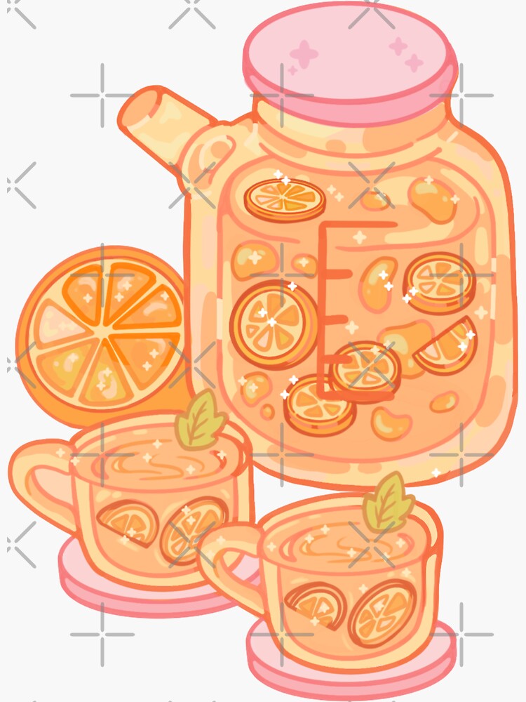 "Kawaii orange tea" Sticker for Sale by Nenjpg | Redbubble