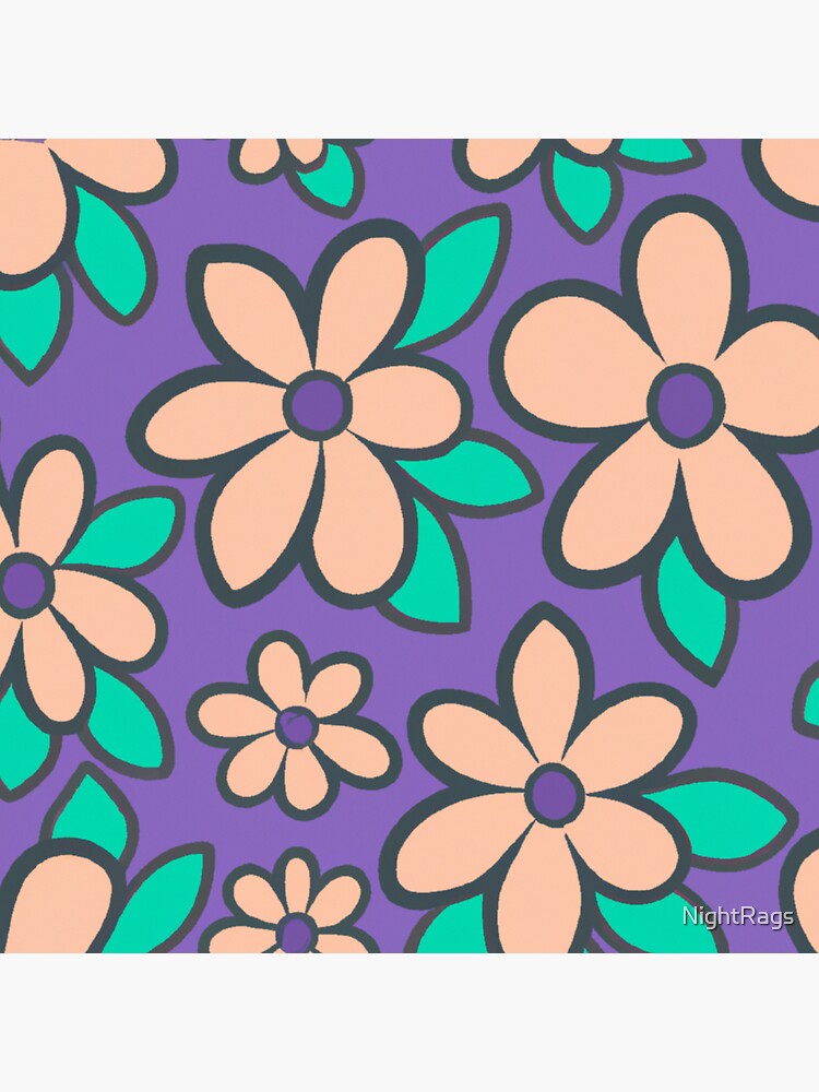 "Flower Power Pink Green With a Purple Background" Sticker for Sale by ...