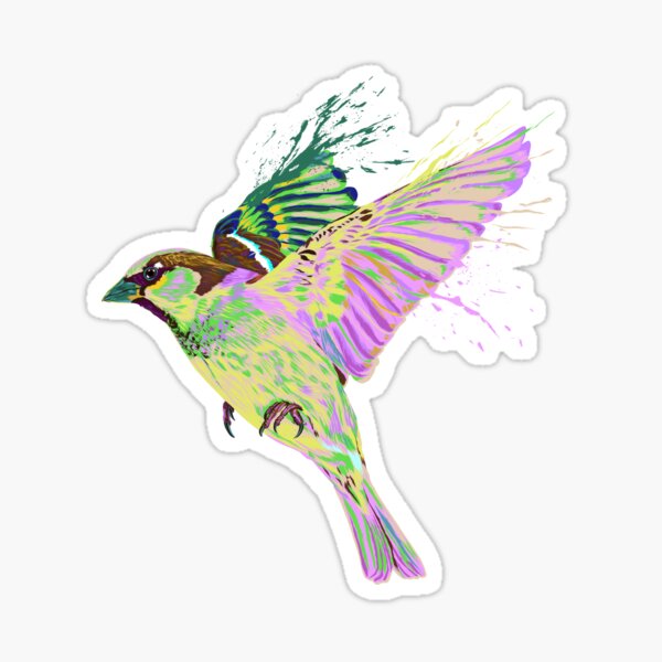"Colorful Splash Flying Bird Sparrow" Sticker for Sale by alwe-designs ...