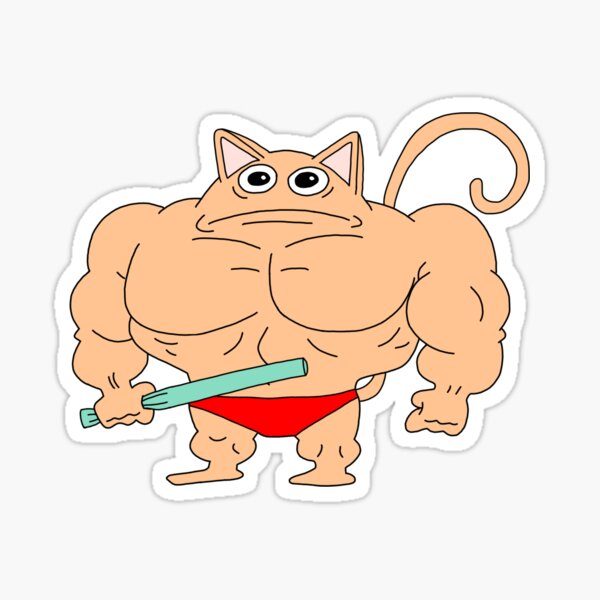 "Cleetus the Muscle Cat" Sticker for Sale by baffled-jenny | Redbubble