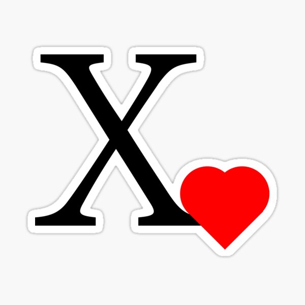 "Letter X with a red heart | Initial X with a heart" Sticker for Sale ...
