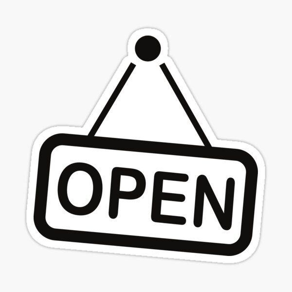 "Open sign" Sticker for Sale by MANKOURY | Redbubble
