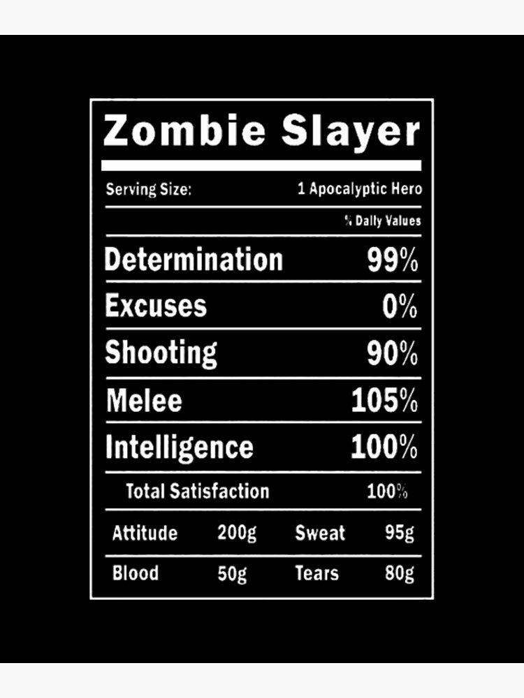"Zombie Nutrition Facts" Poster for Sale by VonuBinoa | Redbubble