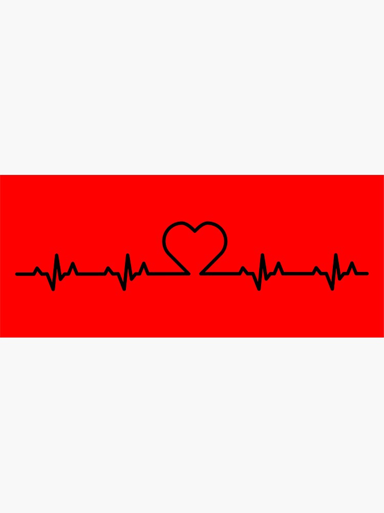 "Heart with pulse, ECG wave sticker, Heart with heartbeat,Beating Heart ...