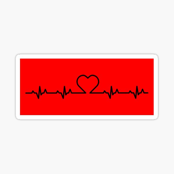 "Heart with pulse, ECG wave sticker, Heart with heartbeat,Beating Heart ...