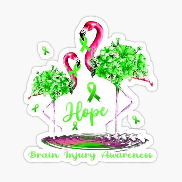 "Flamingo Bird Tropical Brain Injury Awareness 147 Tropical" Sticker ...