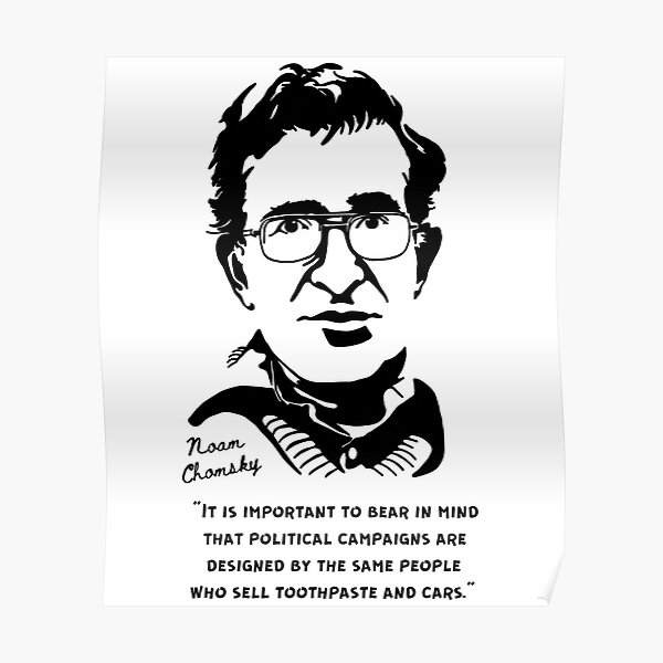 "Noam Chomsky Portrait and Quote" Poster for Sale by unhingedheather ...