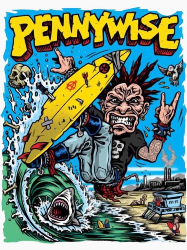 "PENNYWISE BAND" Sticker for Sale by fagtejay | Redbubble