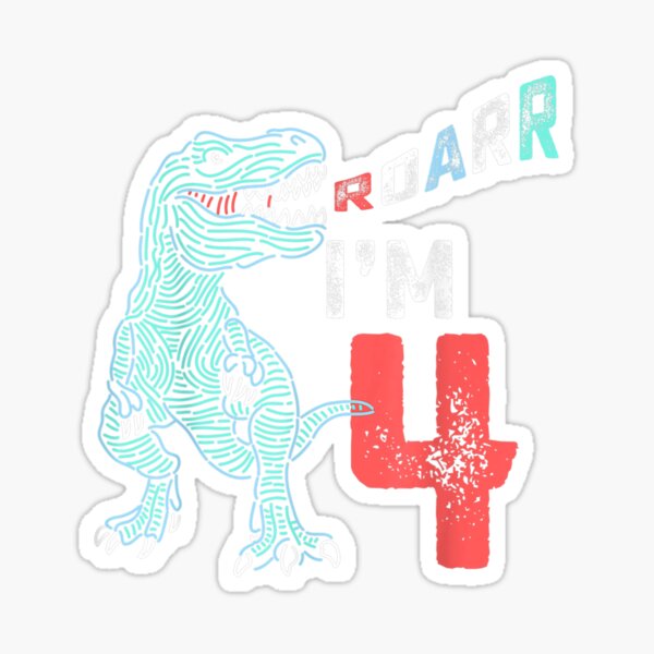 "4th Birthday - Funny Four Year Old Boys Dinosaur " Sticker for Sale by ...