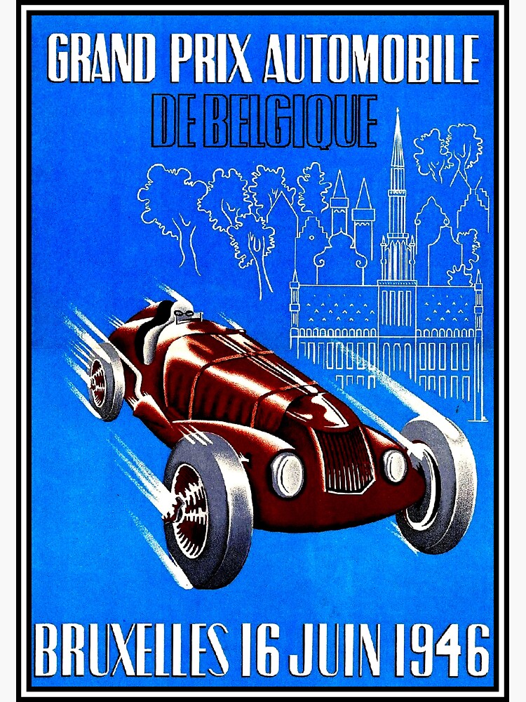 "BRUSSELS BELGIUM: Vintage Grand Prix Auto Racing Print" Sticker by posterbobs | Redbubble