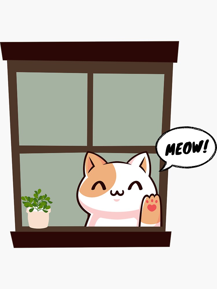 "Cute Cat Waves Goodbye" Sticker for Sale by SwitchMinute | Redbubble