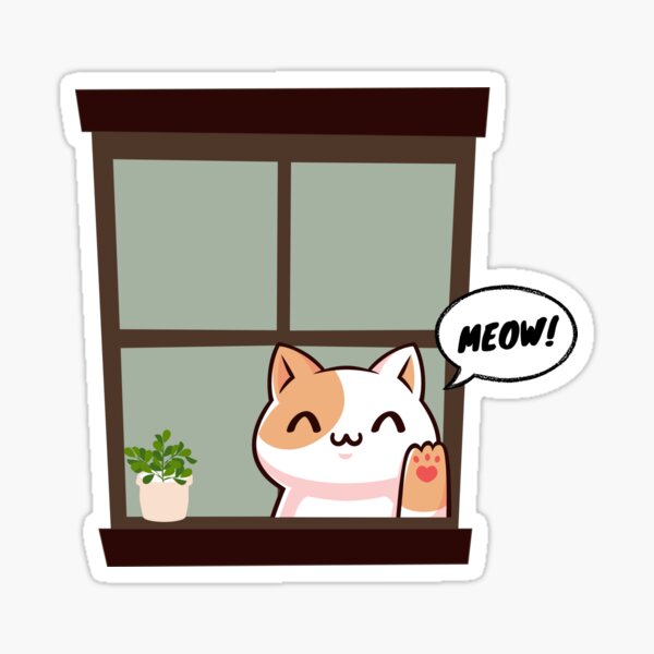 "Cute Cat Waves Goodbye" Sticker for Sale by SwitchMinute | Redbubble
