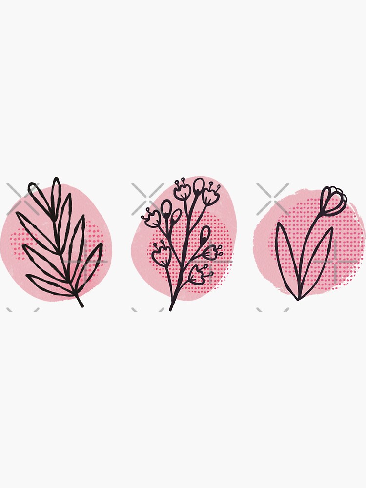 "Pink flower doodle" Sticker for Sale by Krenbxrry | Redbubble