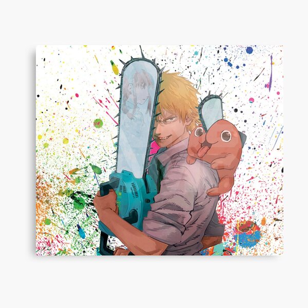 "Chainsaw Man Denji And Pochita Color Blast" Metal Print for Sale by ...