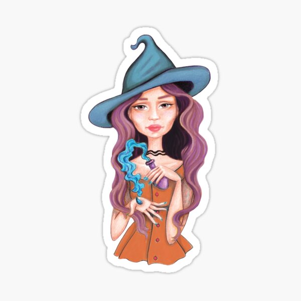 "Aquarius Witch 6" Sticker for Sale by RalucaIov | Redbubble