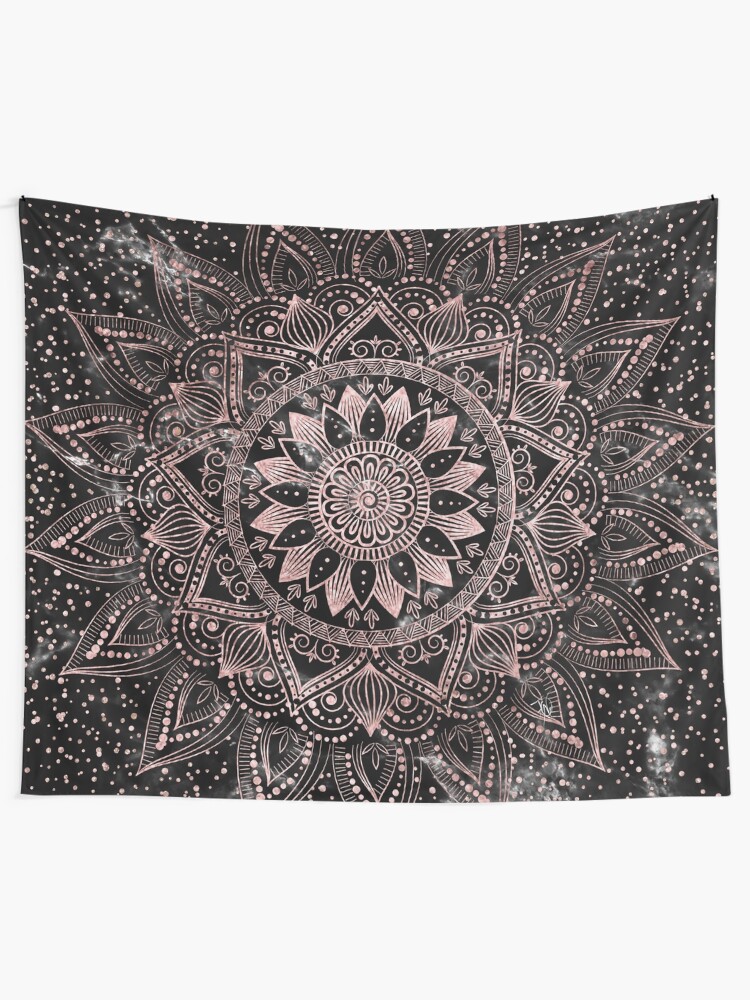"Elegant rose gold mandala dots and marble artwork" Tapestry for Sale ...
