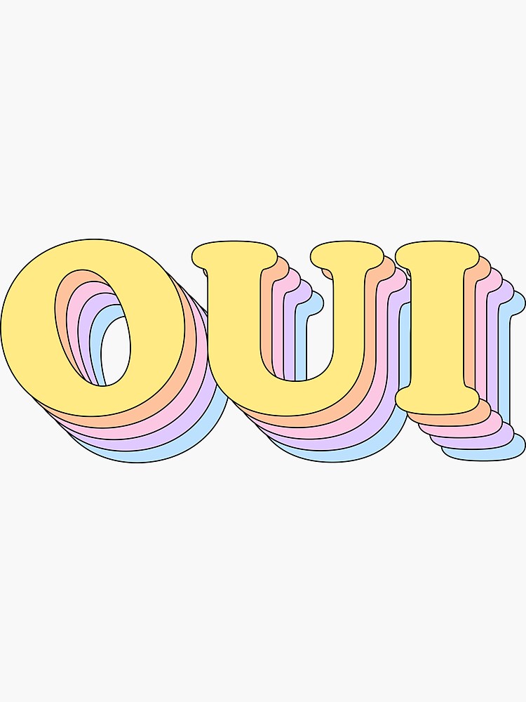 "Oui Light Colors Retro" Sticker for Sale by irony | Redbubble