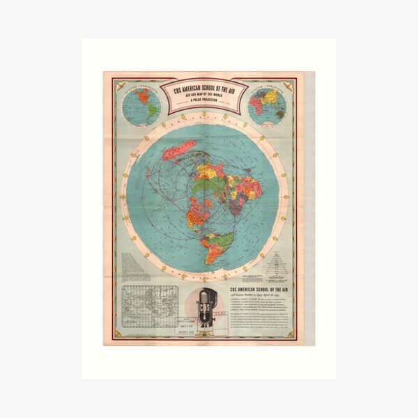 "CBS American School of the Air Age Flat Earth Azimuthal Equidistant ...
