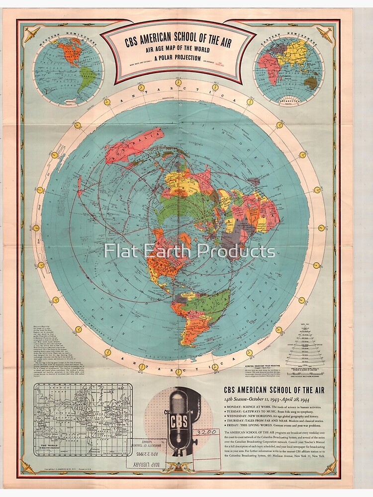 "CBS American School of the Air Age Flat Earth Azimuthal Equidistant ...