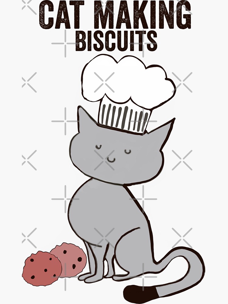"Cat making biscuits " Sticker for Sale by papaipapai198 | Redbubble