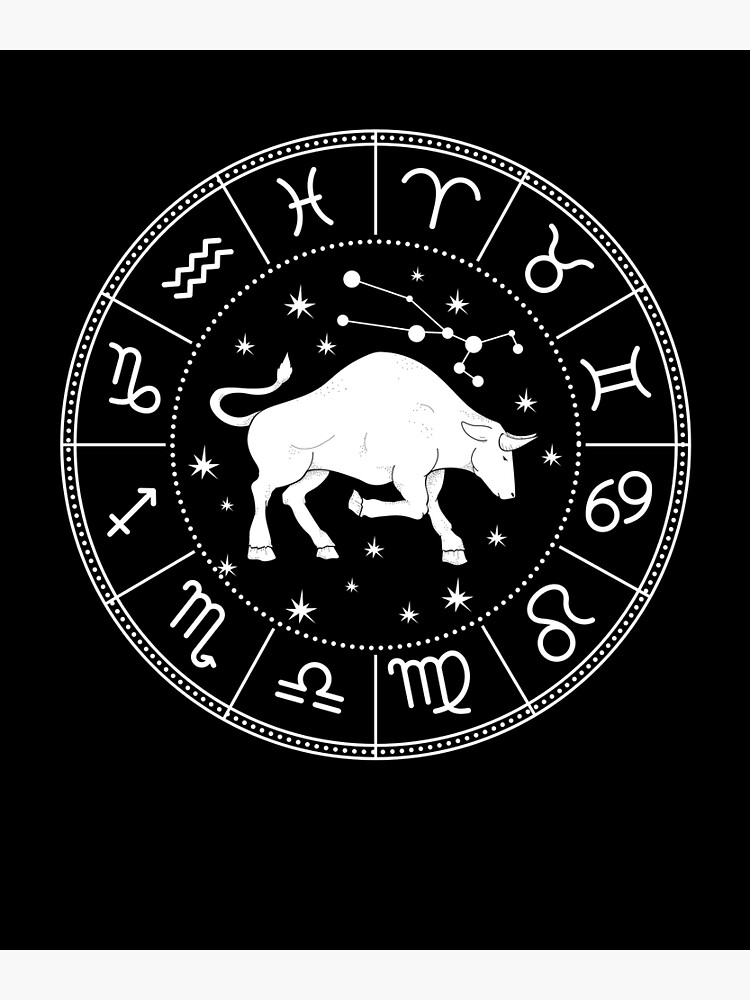 "Cool Zodiac Circle Taurus Constellation & Zodiac Symbol White Design ...