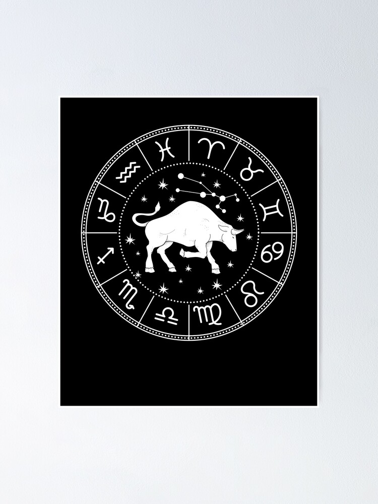 "Cool Zodiac Circle Taurus Constellation & Zodiac Symbol White Design ...