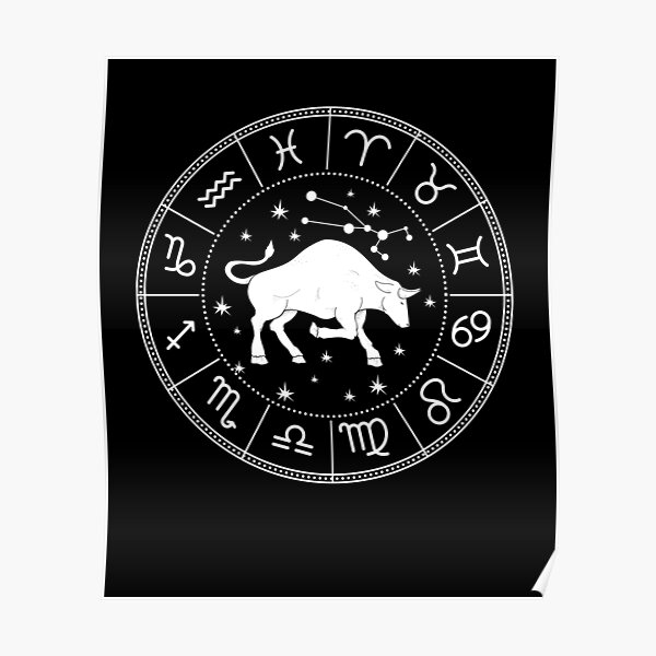 "Cool Zodiac Circle Taurus Constellation & Zodiac Symbol White Design ...