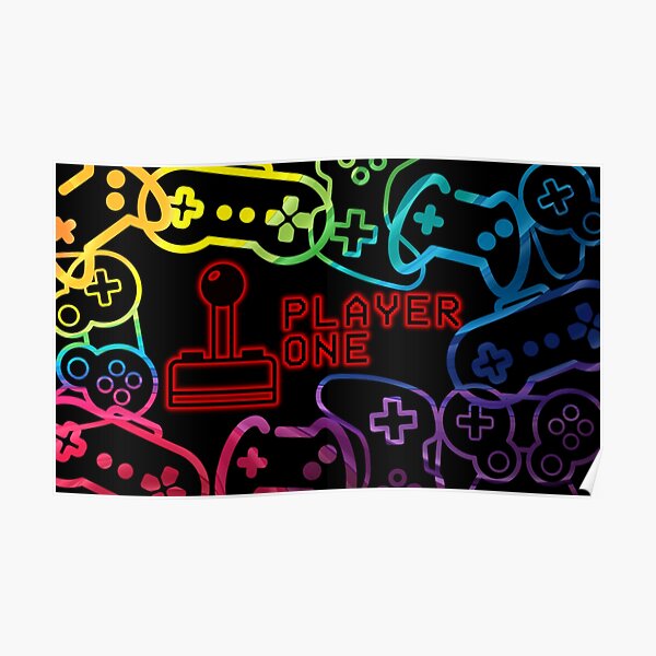 "Neon Game Controllers - Red" Poster for Sale by GeoffT86 | Redbubble
