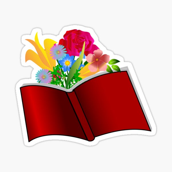 "Open Book with Colorful Growing Flowers" Sticker for Sale by FarahSDS ...