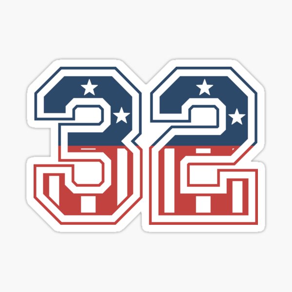 "Number 32 USA" Sticker for Sale by PaulSDesign | Redbubble