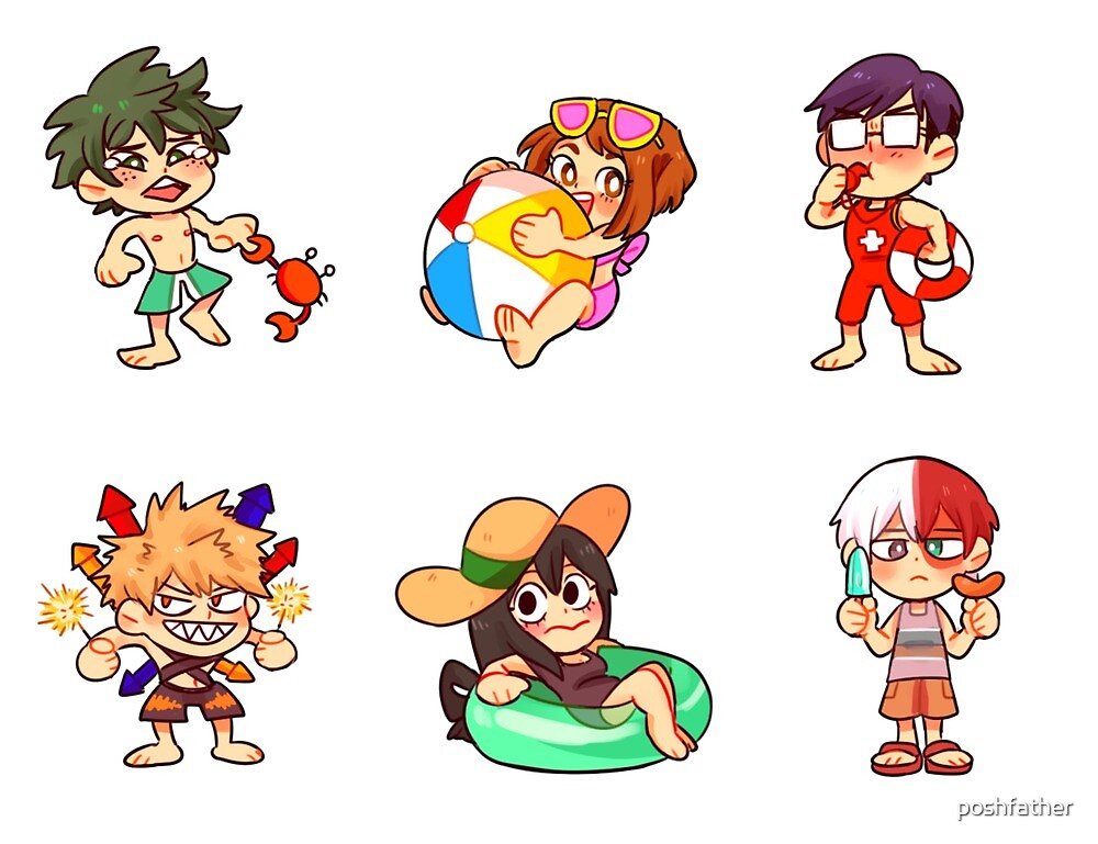 "BNHA Summer Stickers" by poshfather | Redbubble