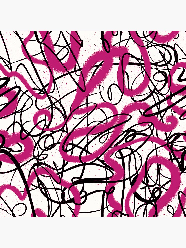 "Abstract Hot Pink Paint Splatter Graffiti Scribble Doodles" Sticker ...