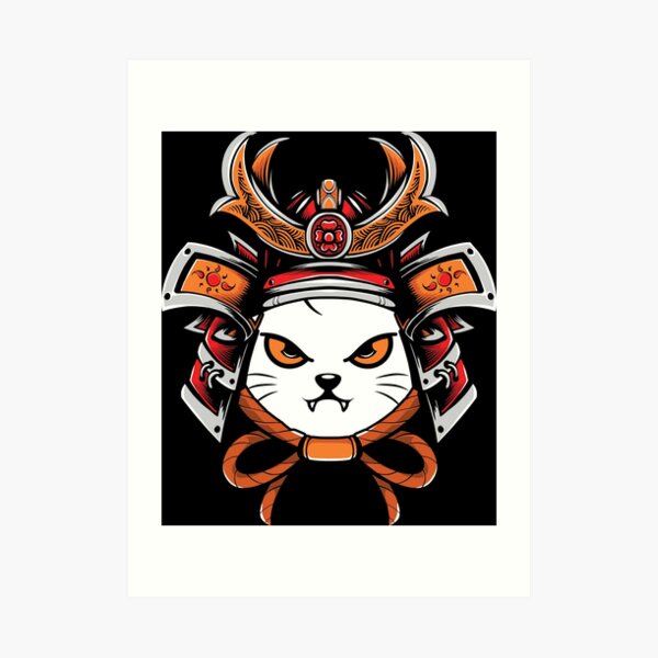 "Japanese Cat Samurai Warrior Mask" Art Print for Sale by ThisIsMugLife ...