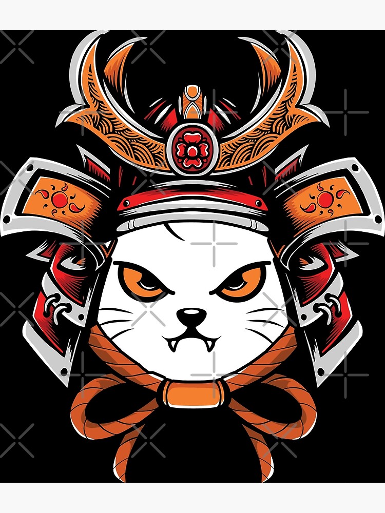 "Japanese Cat Samurai Warrior Mask" Art Print for Sale by ThisIsMugLife ...