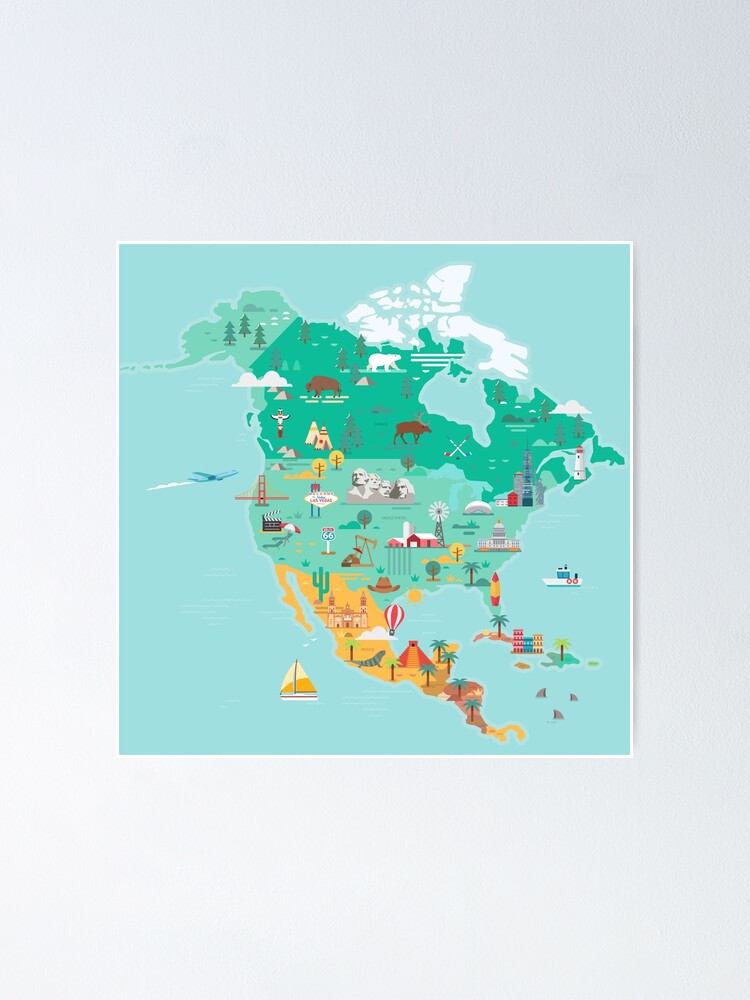 "Map of North America " Poster for Sale by Antikwar | Redbubble